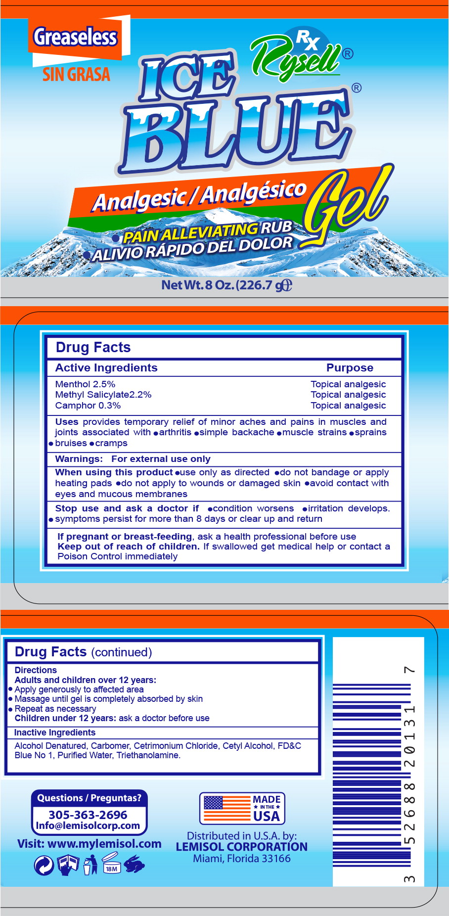 ICE BLUE PAIN ALLEVIATING RUB (menthol, unspecified form, methyl ...