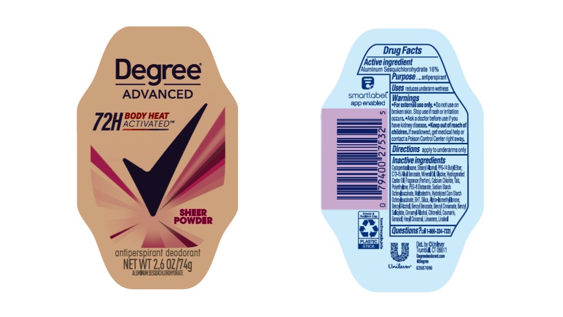 DEGREE- advanced sheer powder 72h antiperspirant deodorant stick