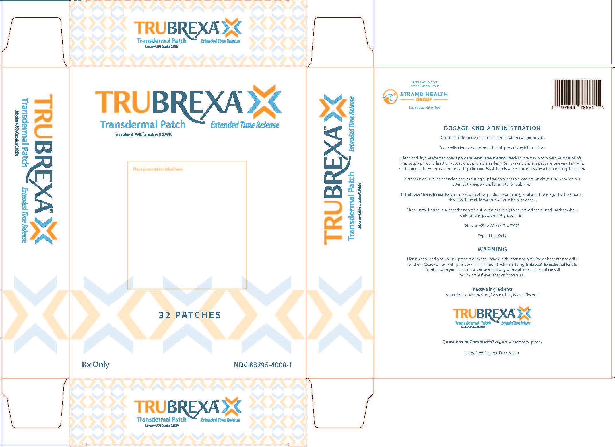 TRUBREXA- lidocaine and capsaicin patch