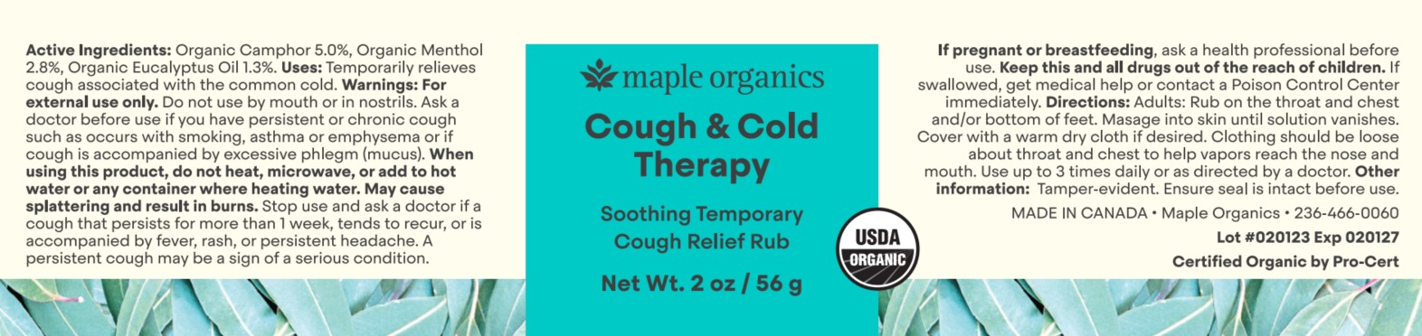 COUGH AND COLD THERAPY- camphor, menthol, eucalyptus oil ointment