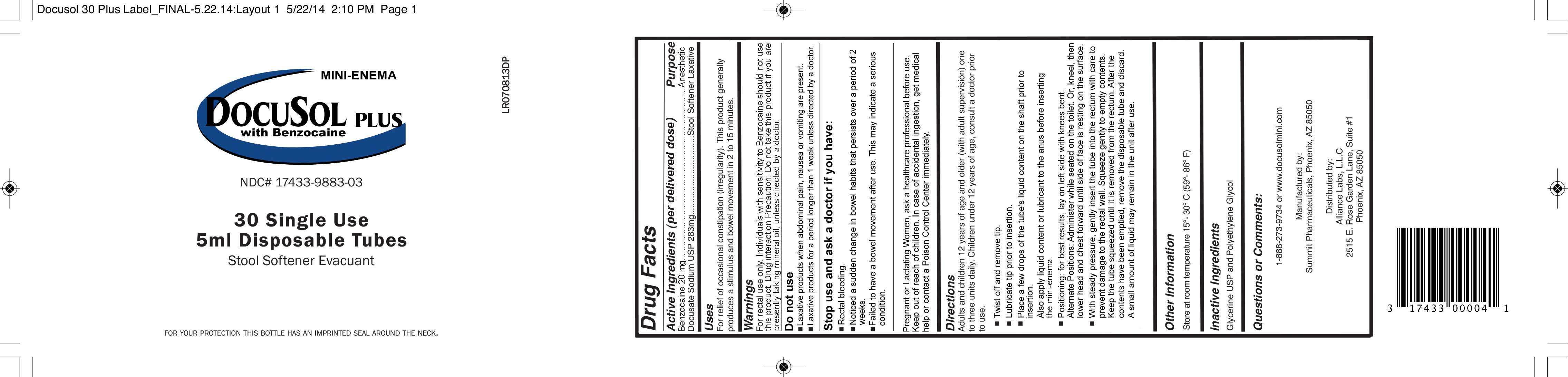 DOCUSOL PLUS- docusate sodium w/benzocaine liquid