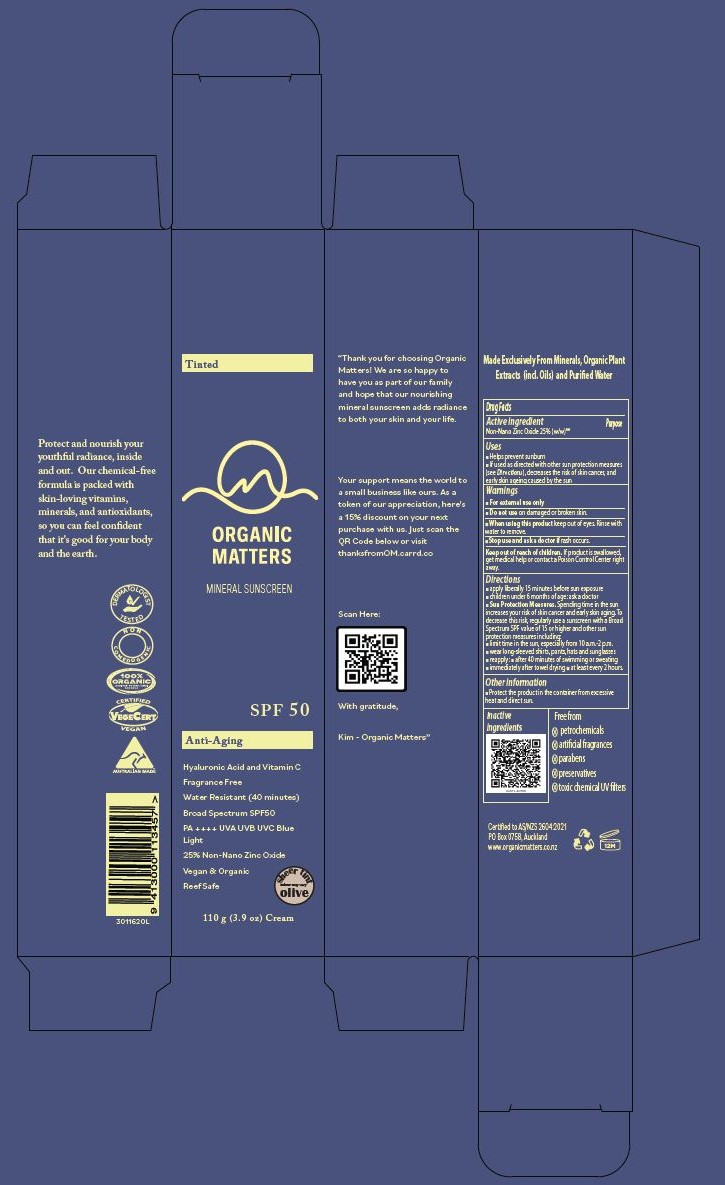 ORGANIC MATTERS SPF 50 SUNSCREEN- zinc oxide cream