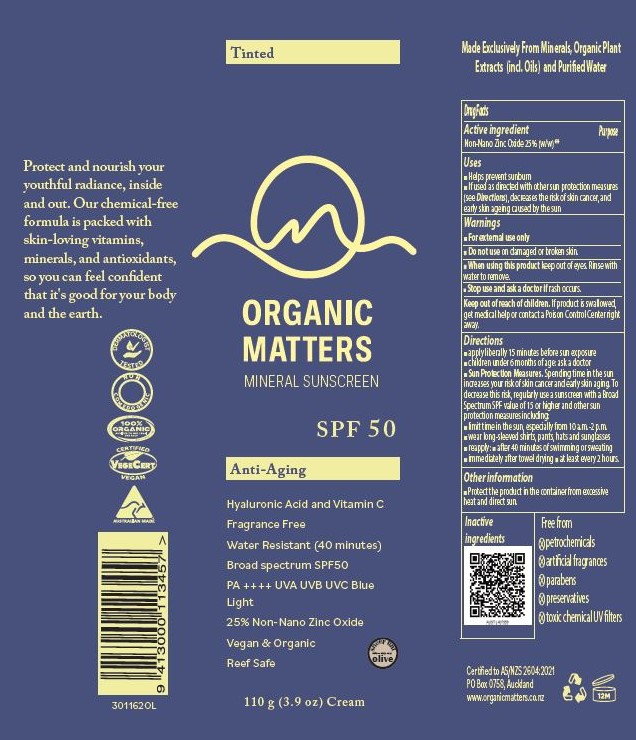 ORGANIC MATTERS SPF 50 SUNSCREEN- zinc oxide cream