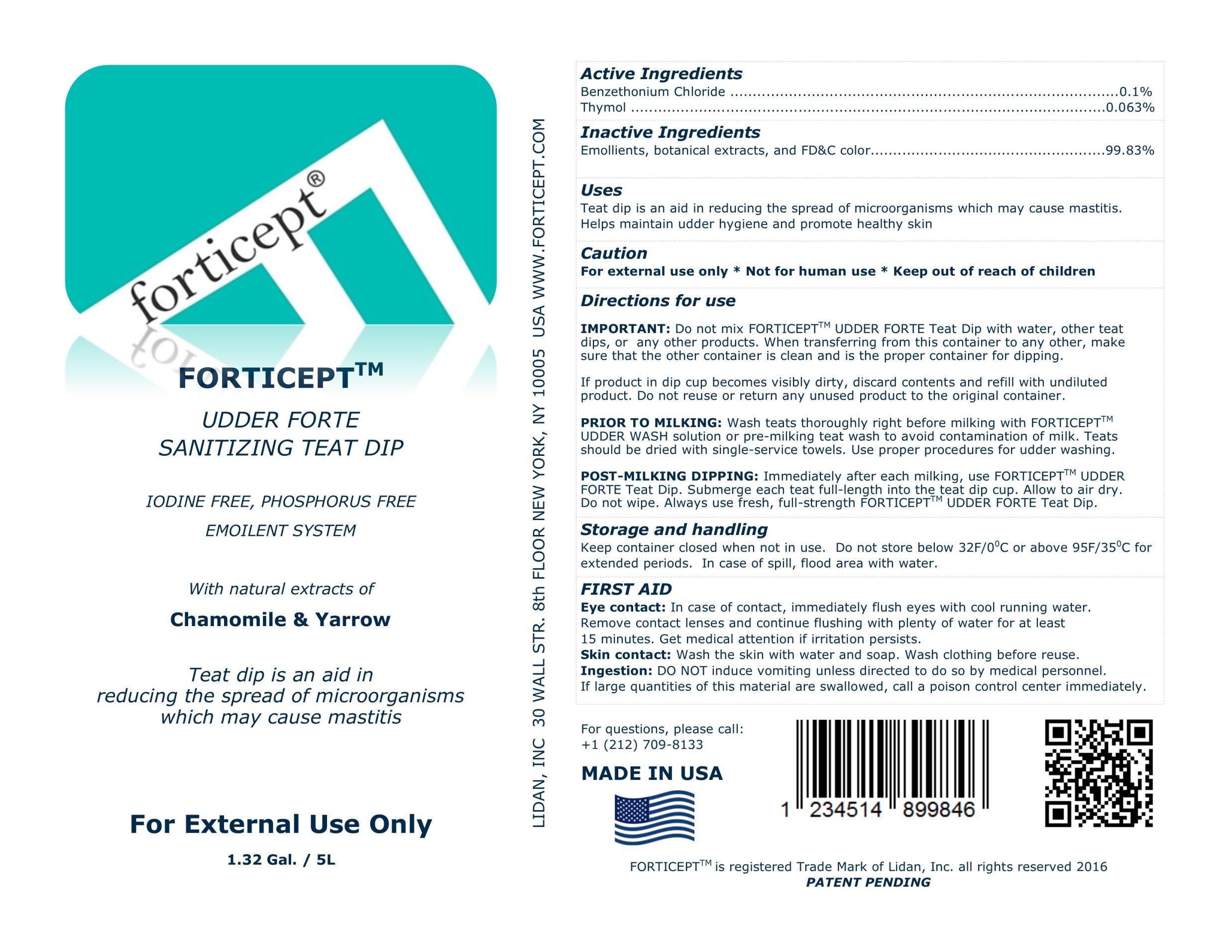 FORTICEPT UDDER FORTE SANITIZING TEAT DIP- benzethonium chloride ...