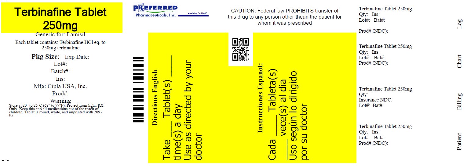 Terbinafine by Preferred Pharmaceuticals, Inc. TERBINAFINE tablet