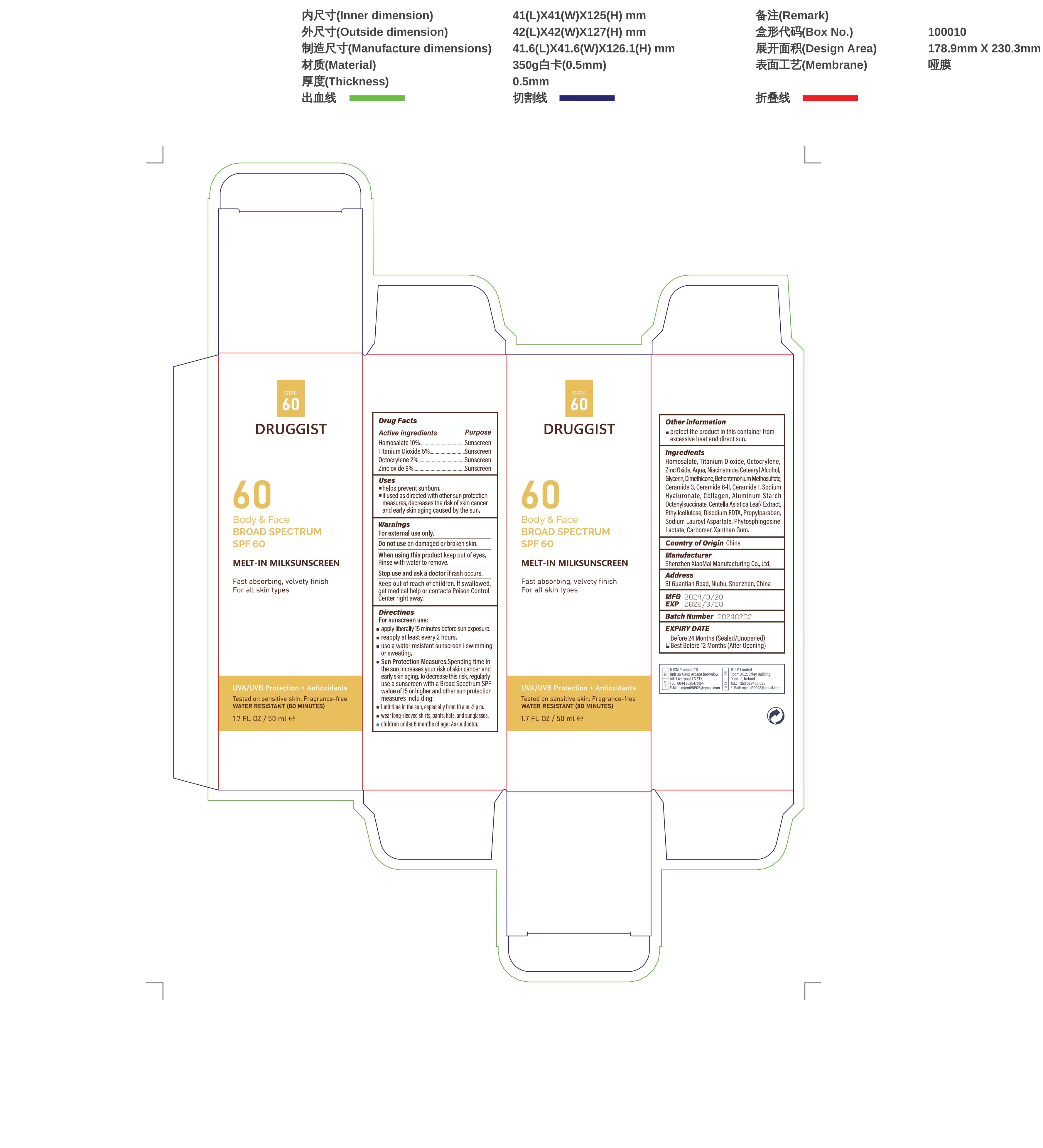 BODY AND FACE BROAD SPECTRUM SPF 60 cream