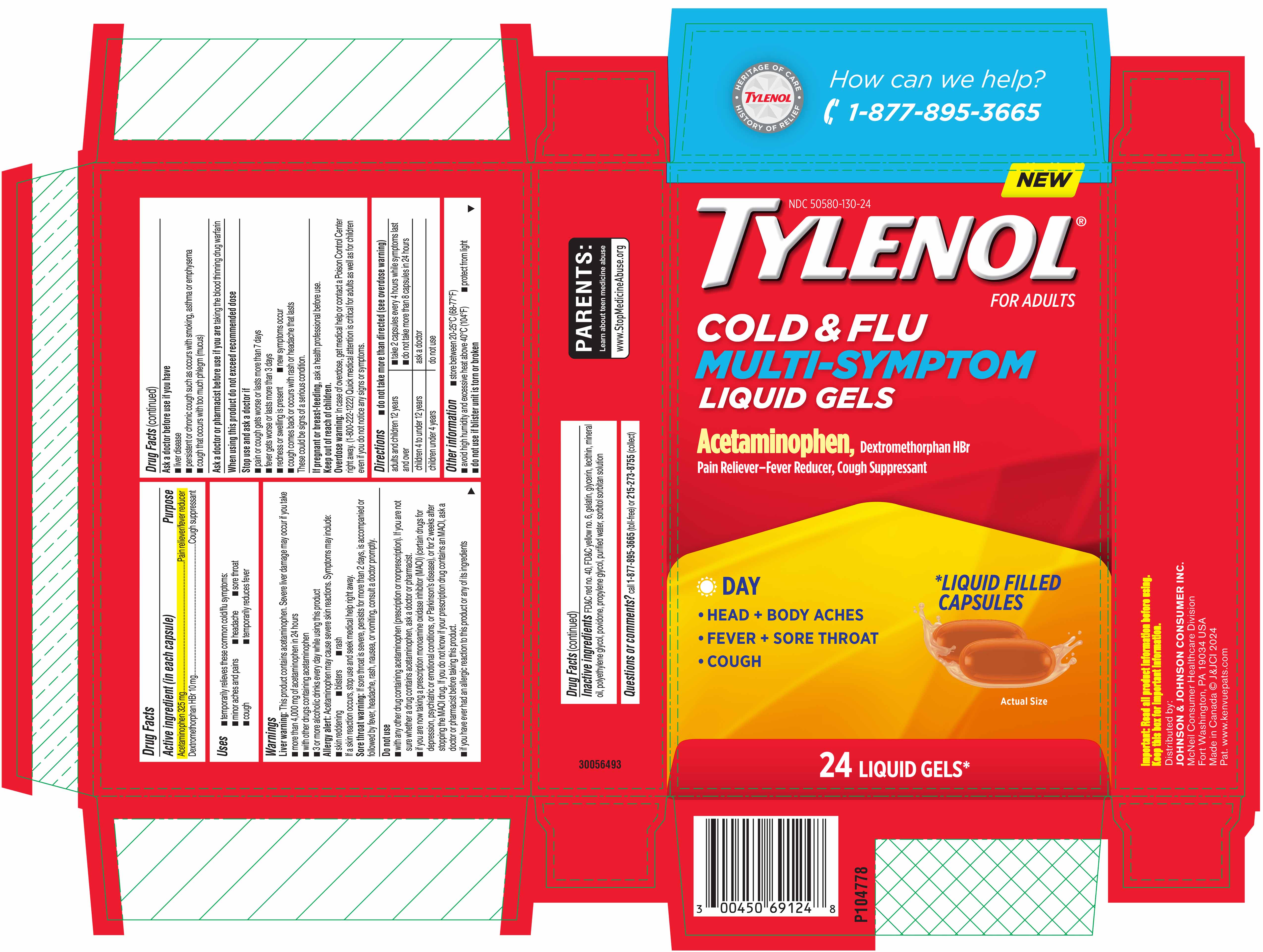 TYLENOL COLD PLUS FLU MULTI-SYMPTOM LIQUID GELS DAY- acetaminophen ...