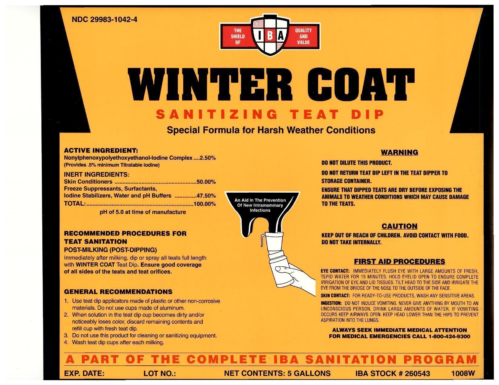 WINTER COAT- sanitizing teat dip liquid