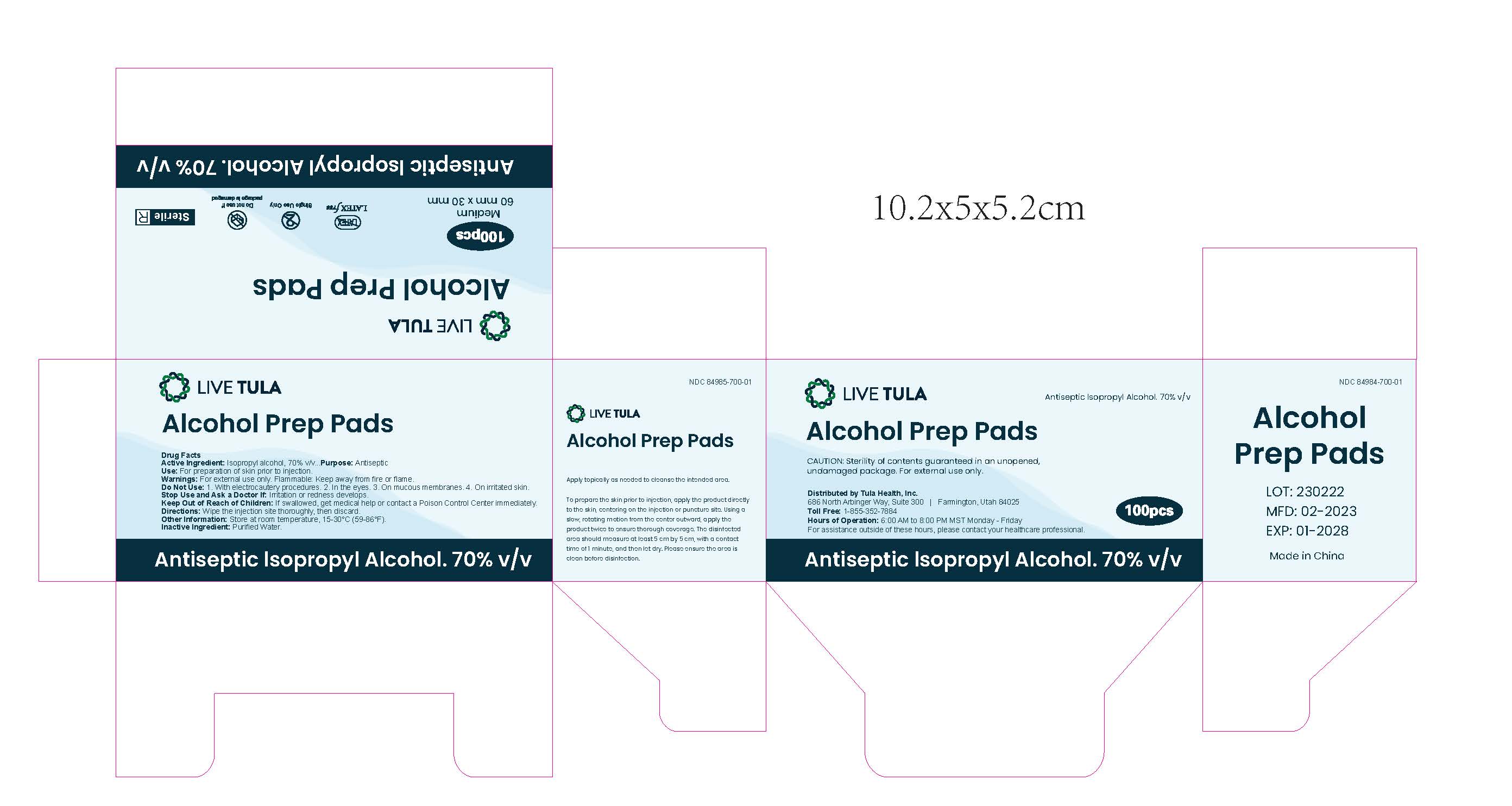 LIVE TULA ALCOHOL PREP PADS MEDIUM STERILE - ISOPROPYL ALCOHOL WIPES ...