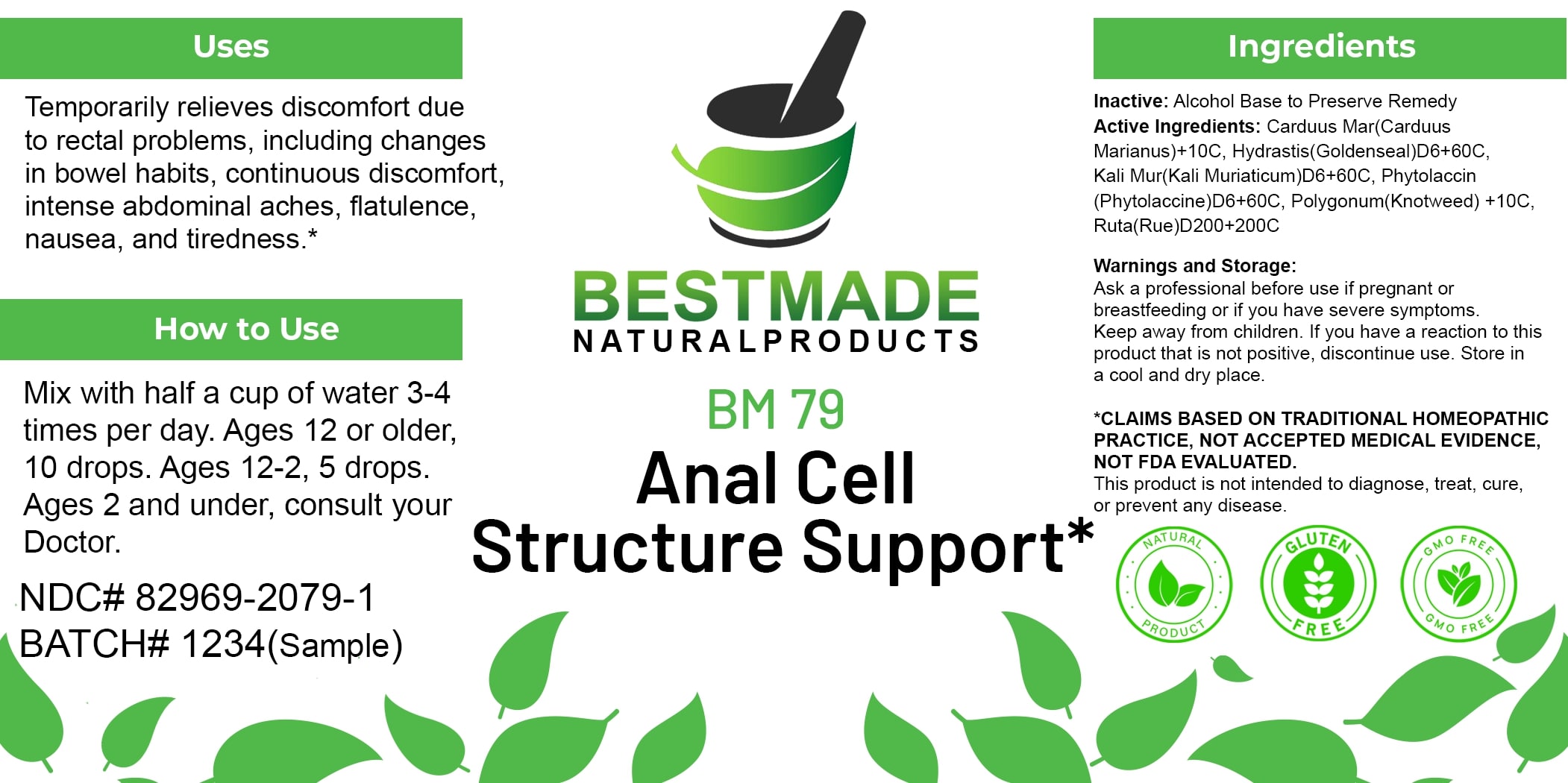 BESTMADE NATURAL PRODUCTS BM79- carduus mar, hydrastis, kali mur ...