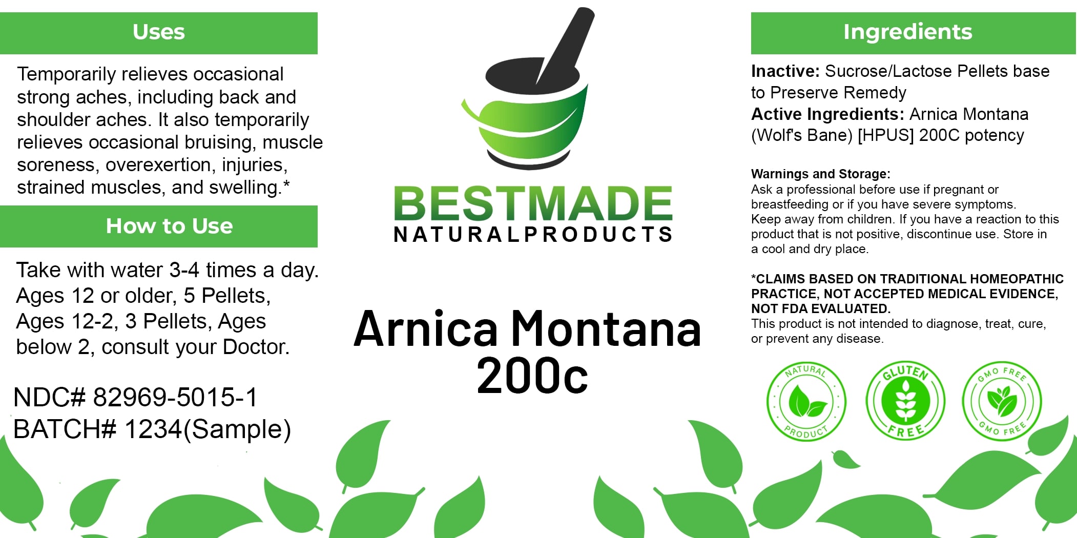 BESTMADE NATURAL PRODUCTS ARNICA MONTANA- arnica montana tablet, soluble