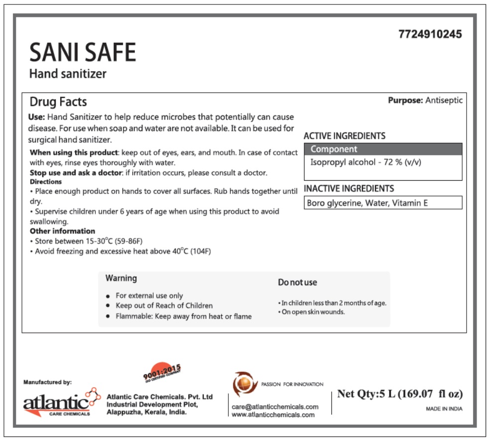 SANI SAFE HAND SANITIZER- isopropyl alcohol liquid