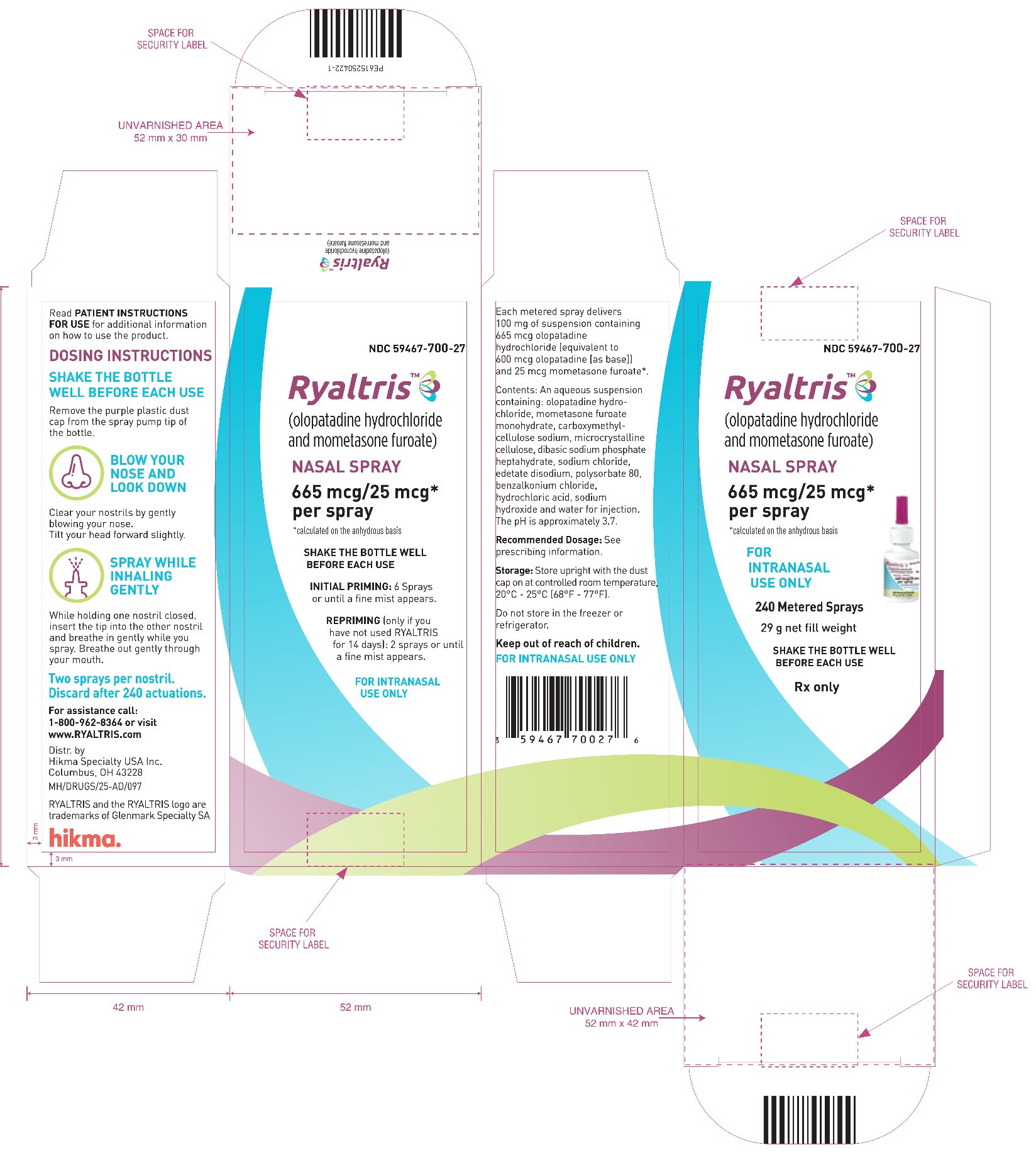 RYALTRIS- olopatadine hydrochloride and mometasone furoate spray, metered