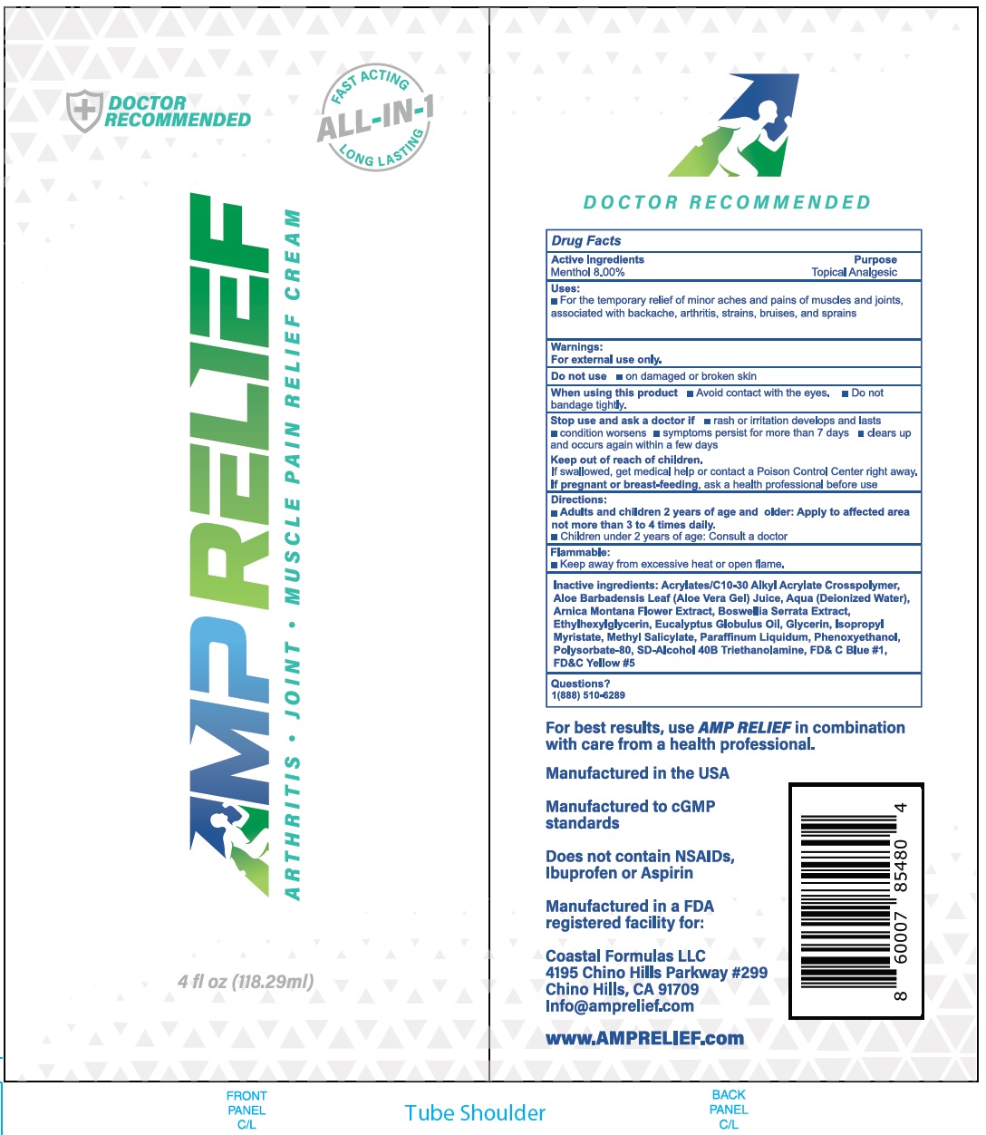 AMP RELIEF PAIN RELIEF CREAM- menthol cream