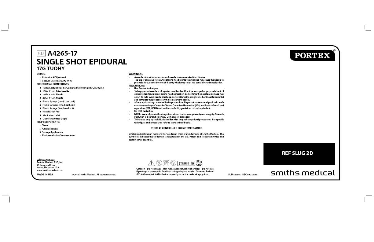 A4265-17 SINGLE SHOT EPIDURAL 17G TUOHY by Smiths Medical ASD, Inc ...