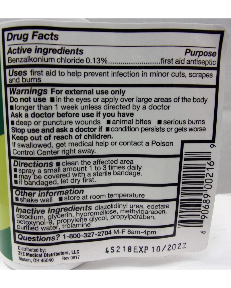 ZEE FIRST AID ANTISEPTIC- benzalkonium chloride spray