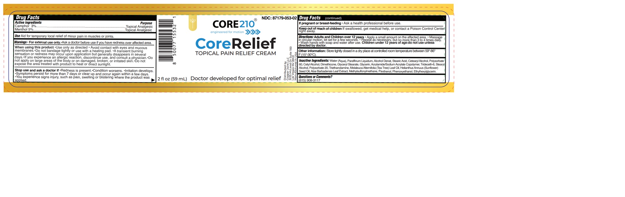 CORE RELIEF- camphor, menthol cream