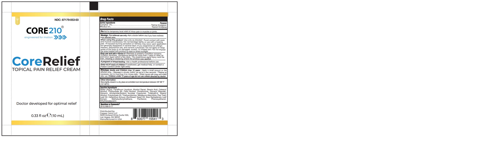 CORE RELIEF- camphor, menthol cream