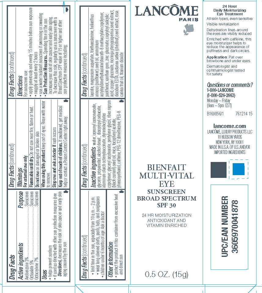 LANCOME PARIS BIENFAIT MULTIVITAL EYE BROAD SPECTRUM SPF 30 SUNSCREEN ...