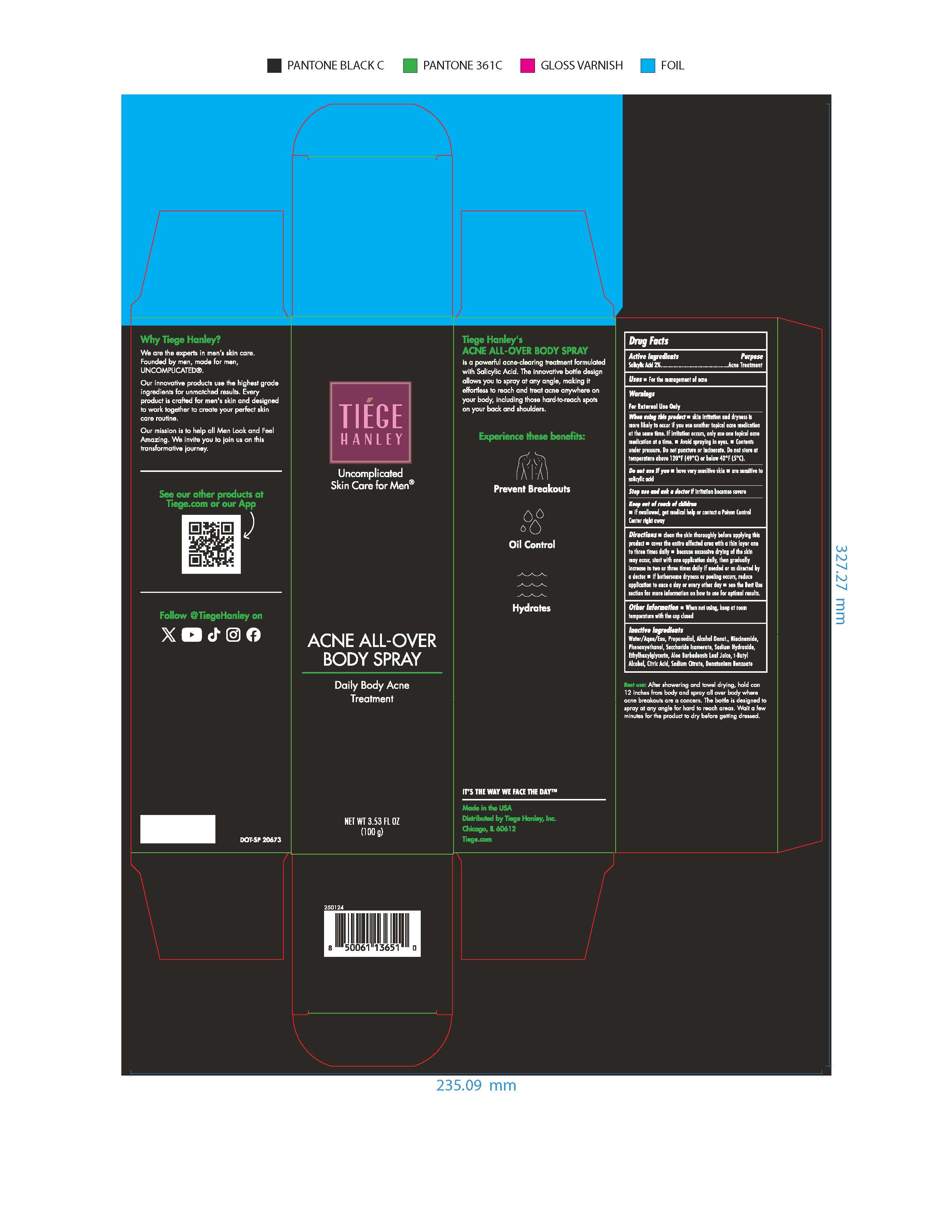 TIEGE HANLEY ACNE ALL OVER BODY- salicylic acid aerosol, spray