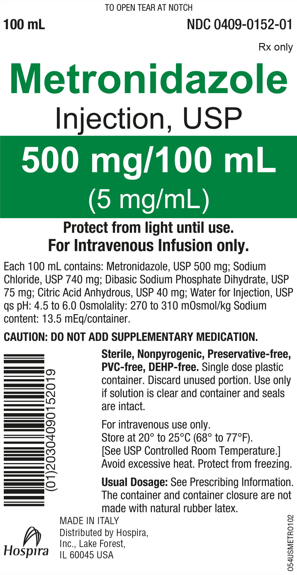 METRONIDAZOLE injection, solution