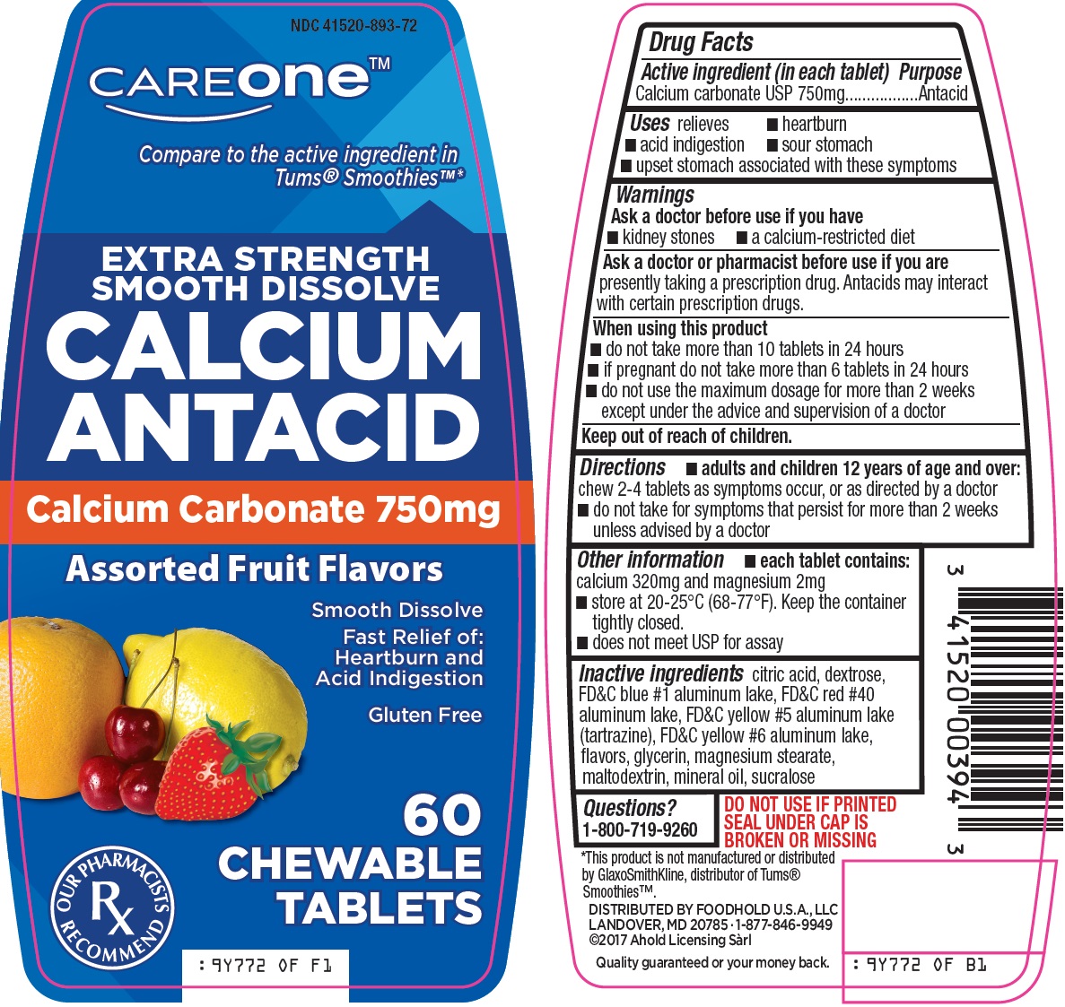 CAREONE CALCIUM ANTACID- calcium carbonate tablet, chewable