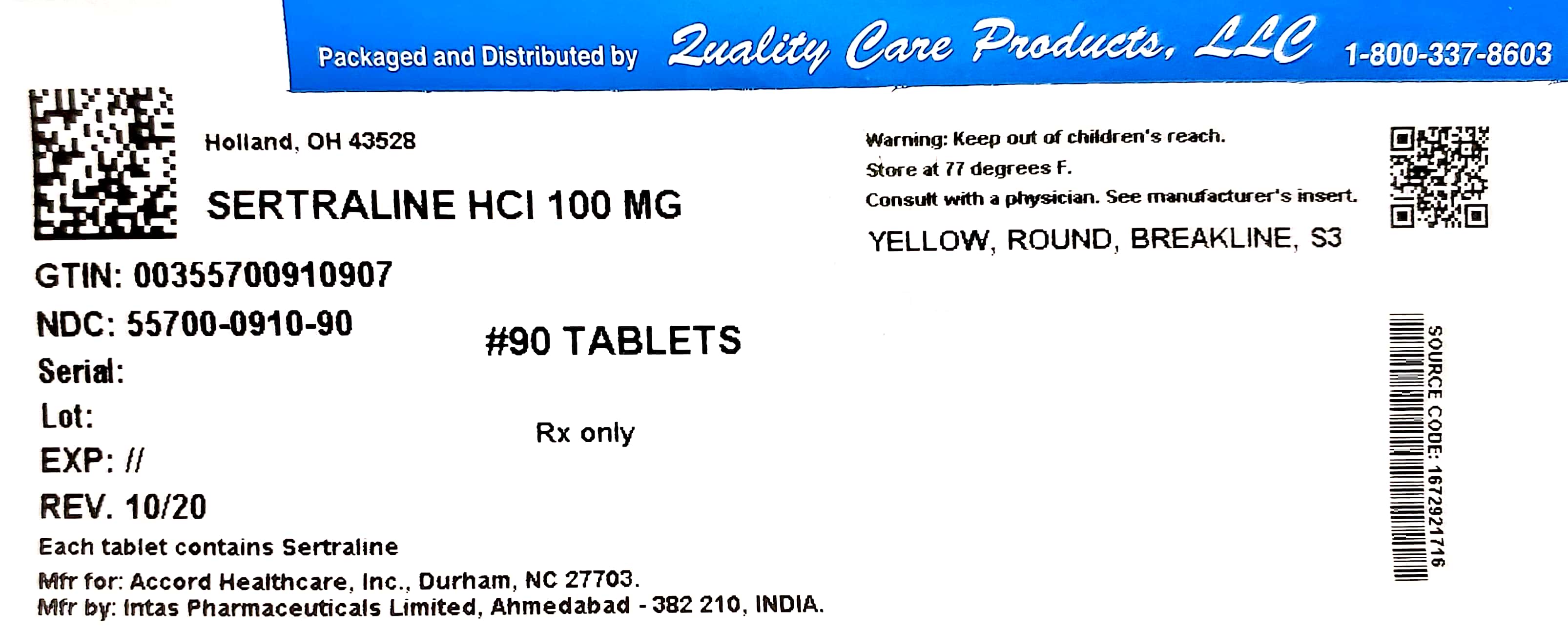 SERTRALINE HYDROCHLORIDE tablet, film coated