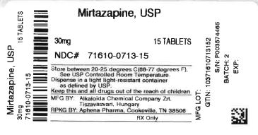 Mirtazapine by Aphena Pharma Solutions - Tennessee, LLC MIRTAZAPINE tablet