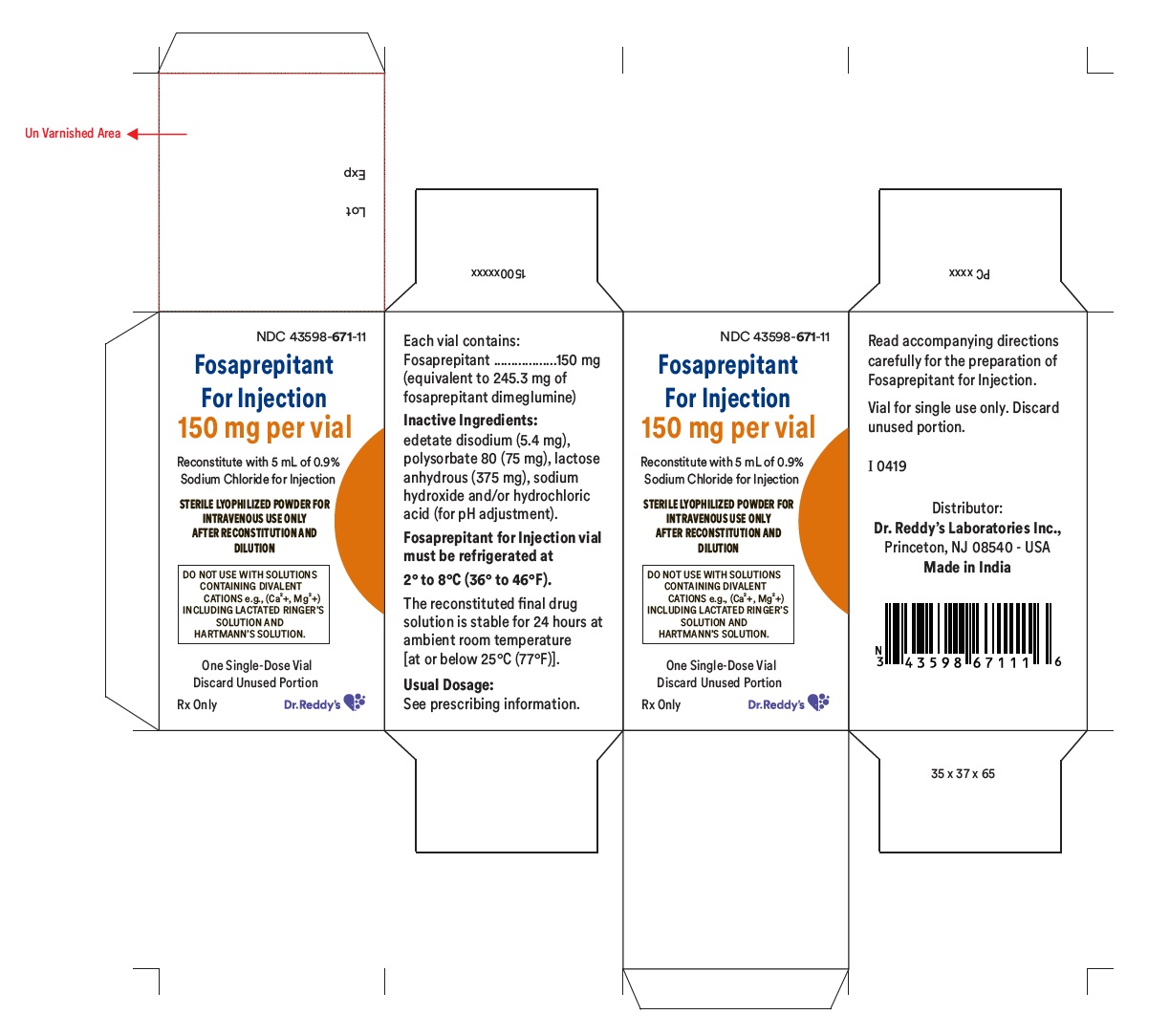 FOSAPREPITANT injection, powder, lyophilized, for solution