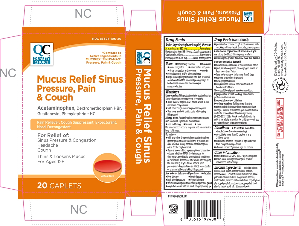 MUCUS RELIEF SINUS PRESSURE PAIN AND COUGH- acetaminophen ...