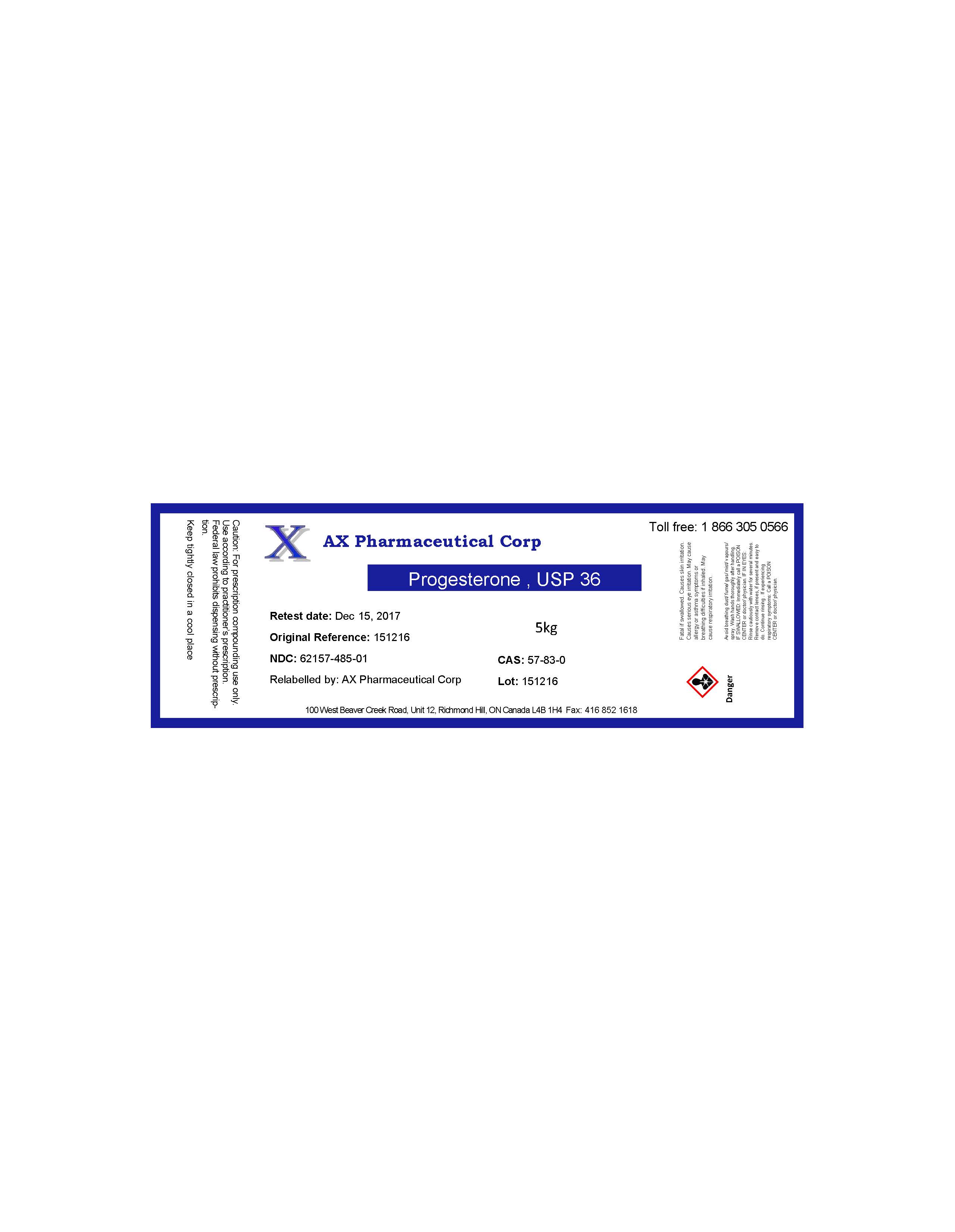 AX PHARMACEUTICAL CORP- progesterone powder