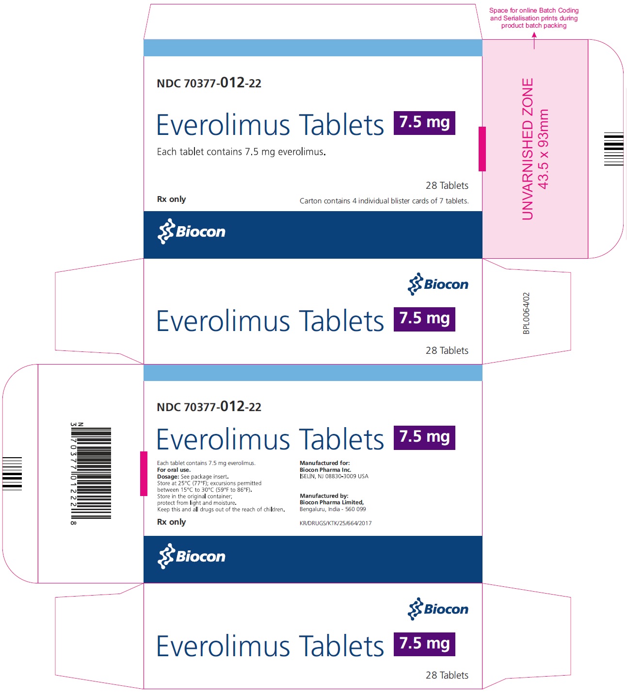 EVEROLIMUS by Biocon Pharma Inc. / Biocon Pharma Limited / Biocon ...