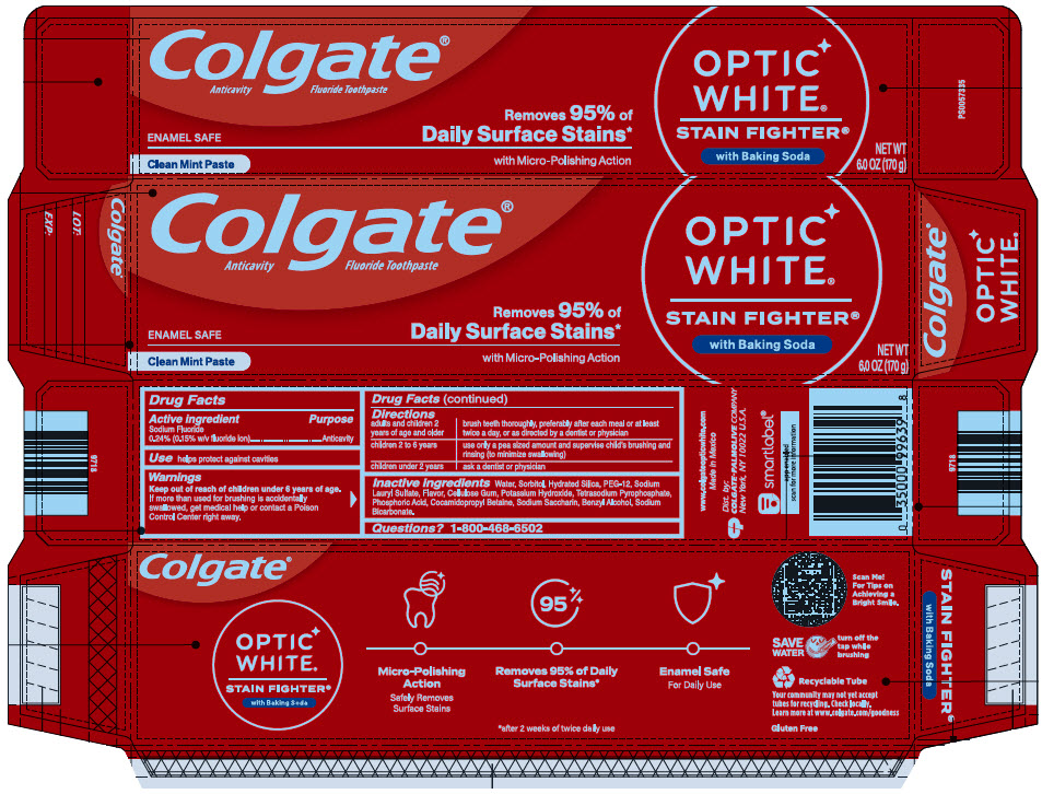 COLGATE OPTIC WHITE STAIN FIGHTER WITH BAKING SODA- sodium fluoride ...