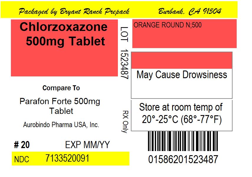 CHLORZOXAZONE by Bryant Ranch Prepack CHLORZOXAZONE tablet