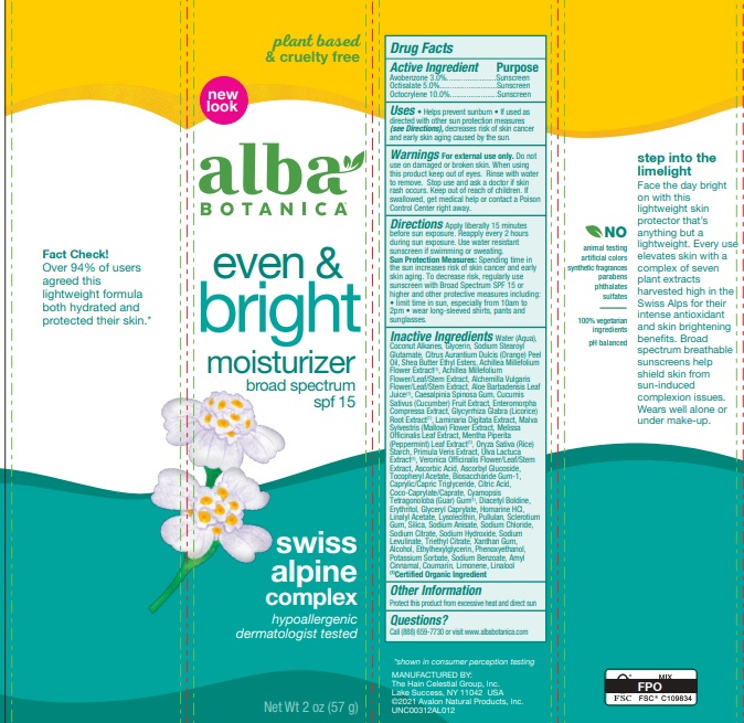 ALBA BOTANICA EVEN ADVANCED MOISTURIZER SPF15- avobenzone, homosalate ...