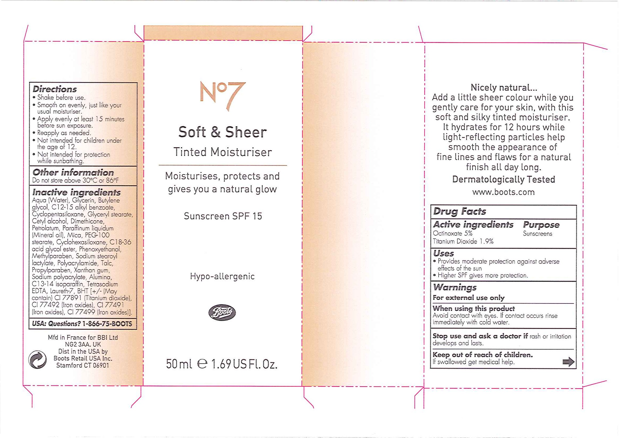 NO7 SOFT AND SHEER TINTED MOISTURISER FAIR- octinoxate and titanium ...
