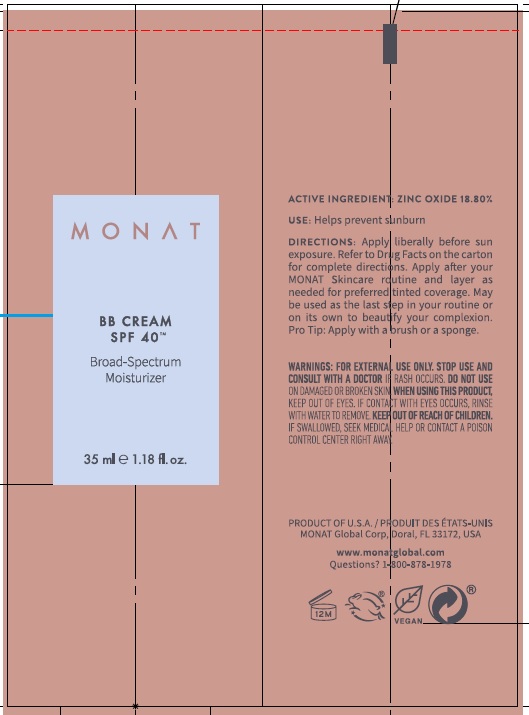 MONAT BB CREAM SPF 40 BROAD SPECTRUM MOISTURIZER VANILLA- zinc oxide cream