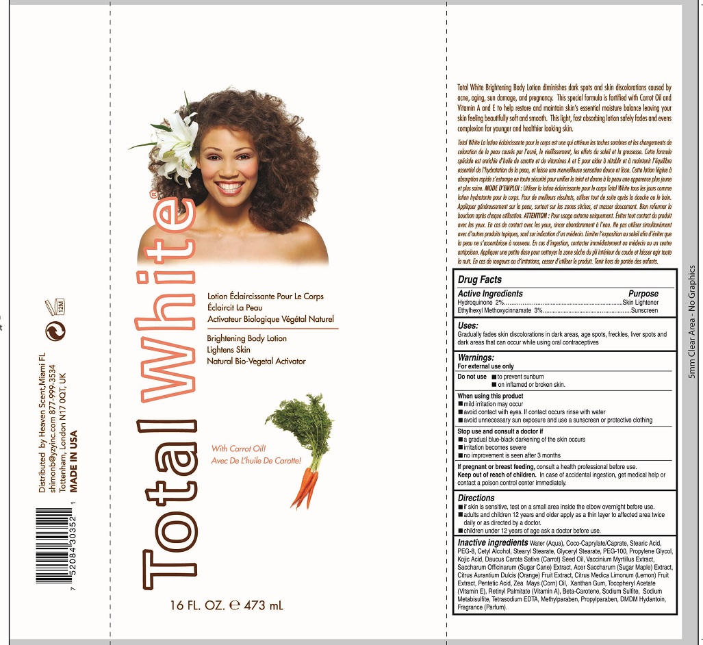 TOTAL WHITE BRIGHTENING- hydroquinone, ethylhexyl methoxycinnamate lotion