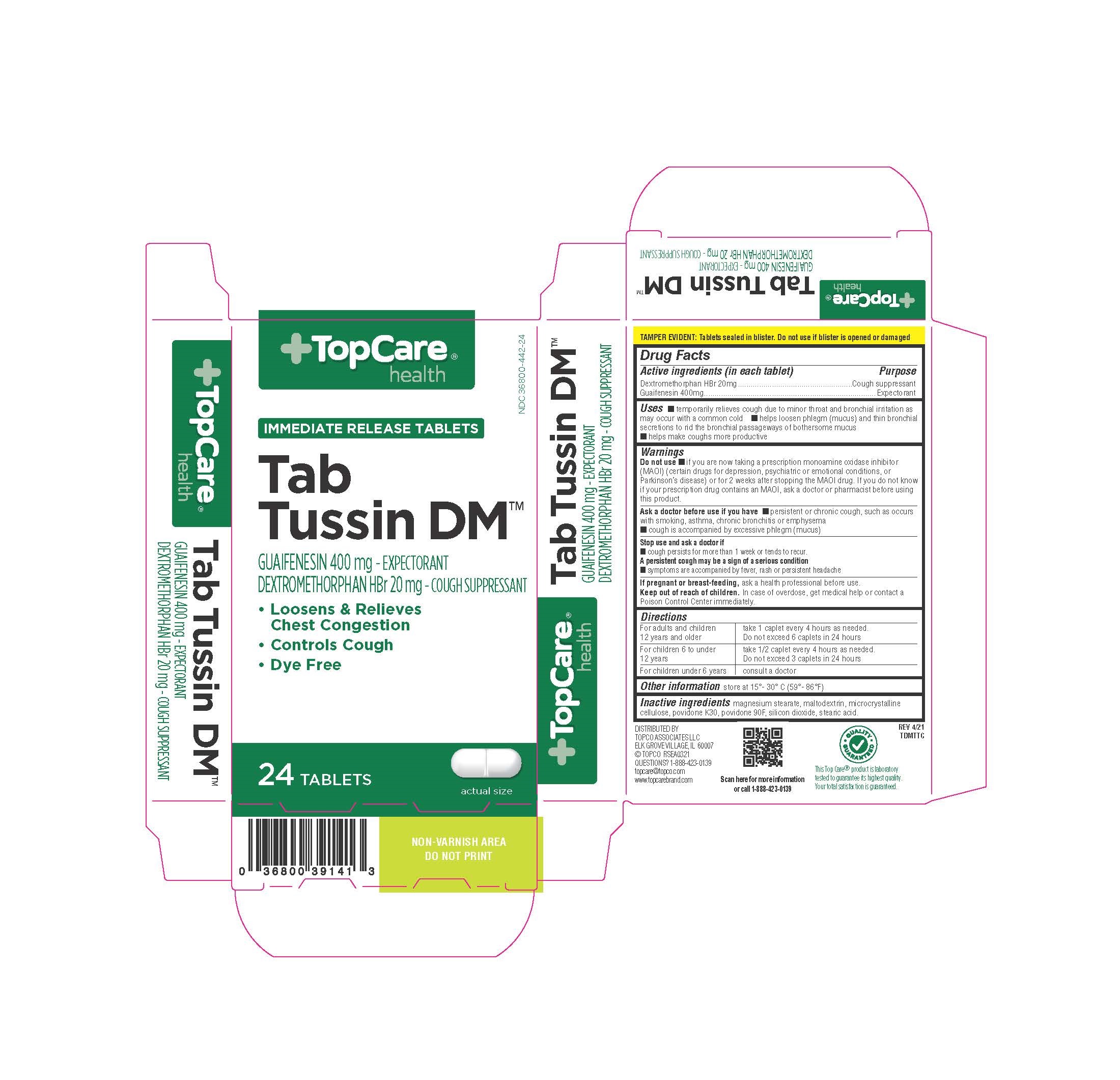 TOPCARE TAB TUSSIN DM- dextromethorphan hydrobromide / guaifenesin tablet