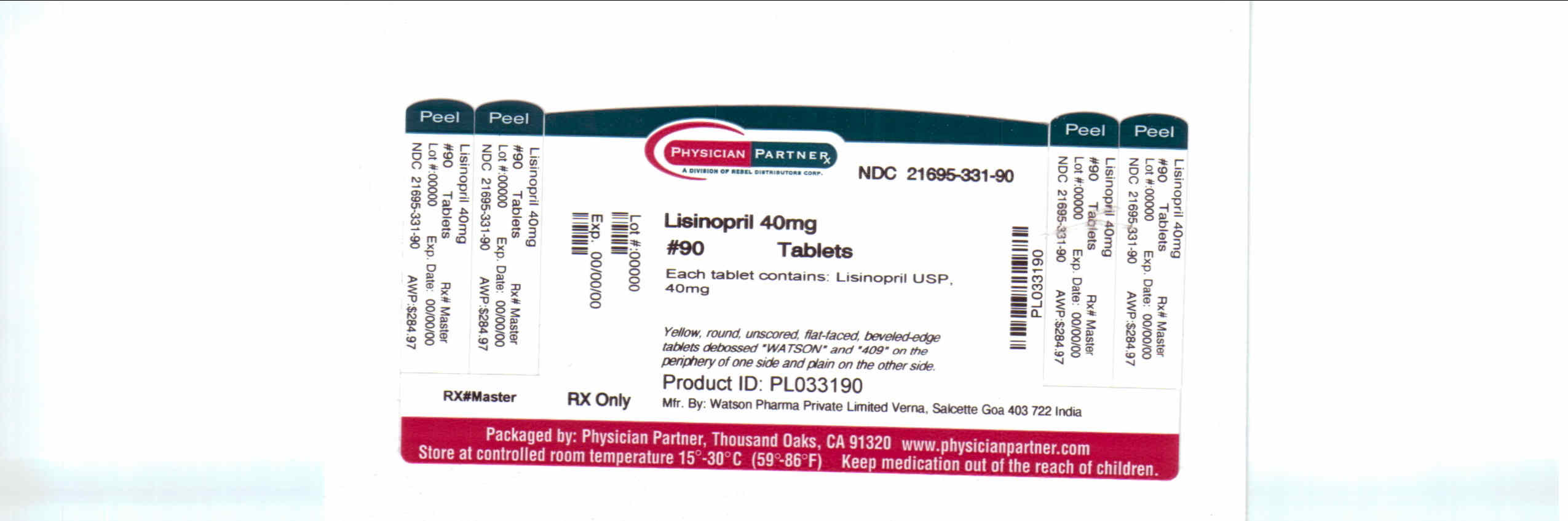 Lisinopril by Rebel Distributors Corp LISINOPRIL tablet