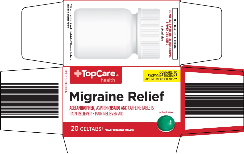 TOPCARE MIGRAINE RELIEF- acetaminophen, aspirin, caffeine tablet, film ...