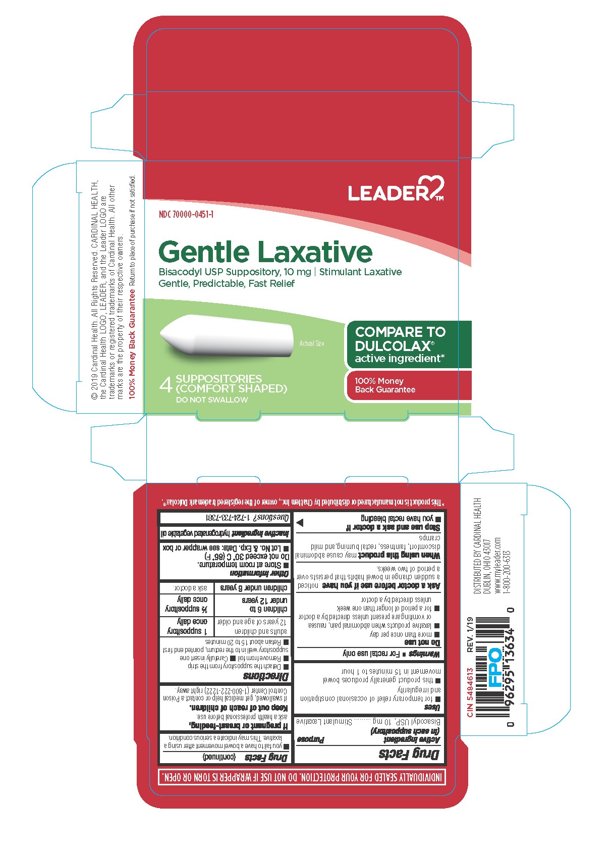 LEADER GENTLE LAXATIVE- bisacodyl suppository suppository