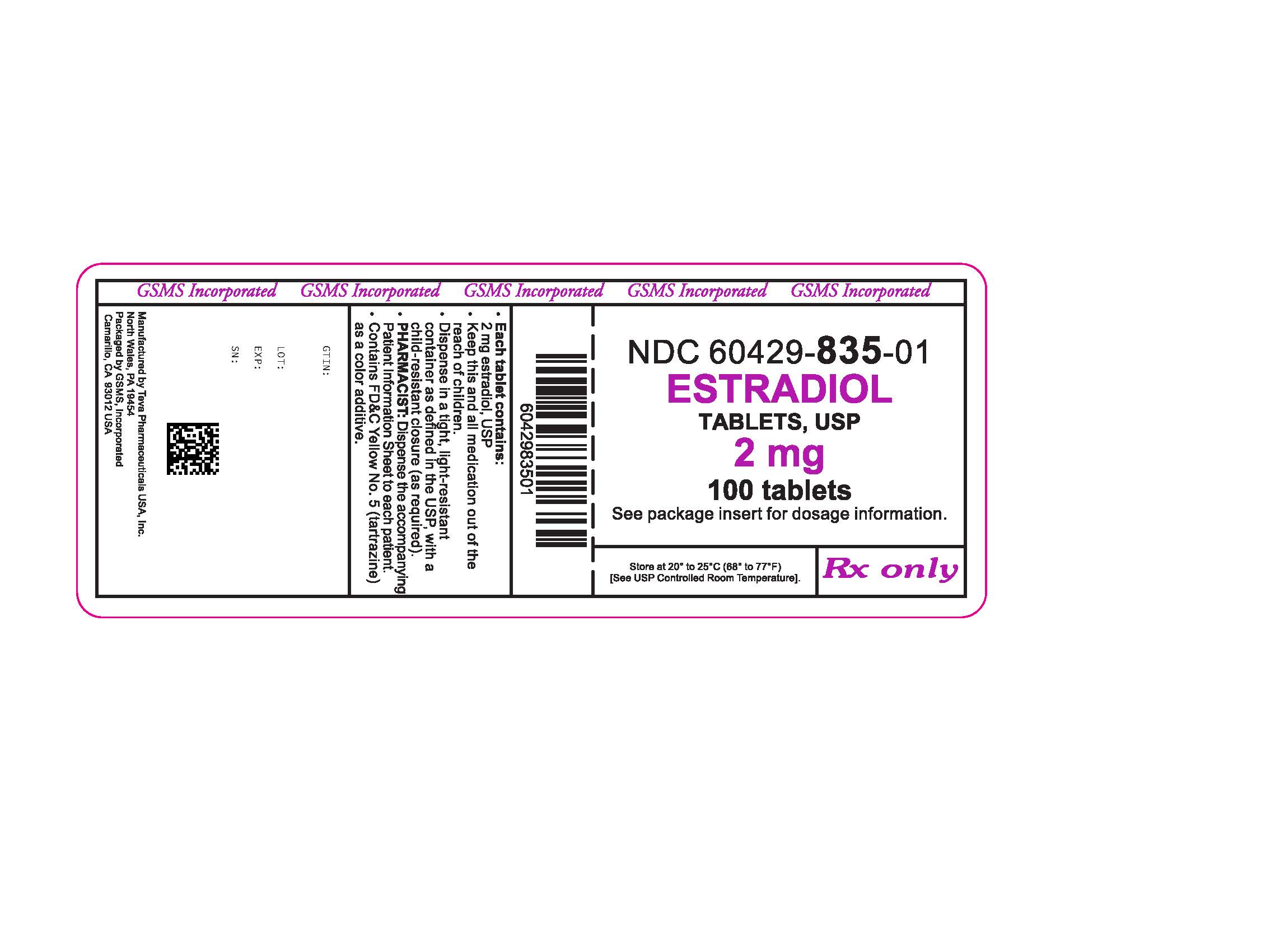 Estradiol by Golden State Medical Supply, Inc. ESTRADIOL tablet