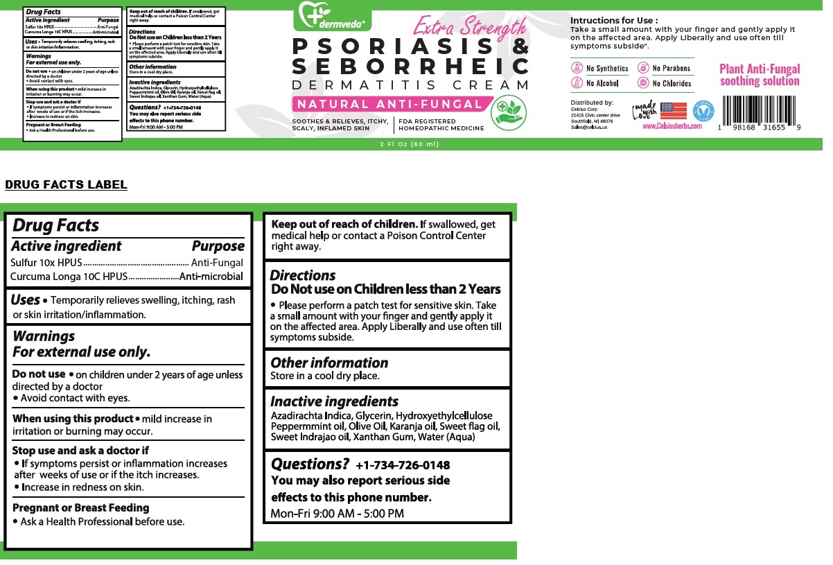 DERMVEDA PSORIASIS AND SEBORRHEIC DERMATITIS- sulfur, curcuma longa cream