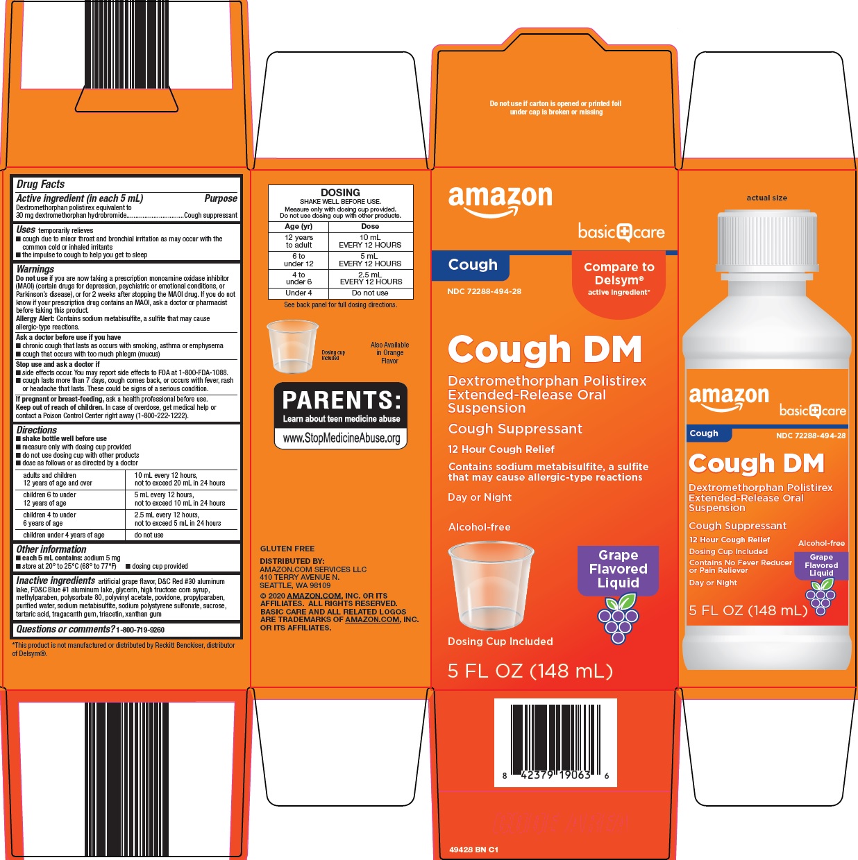 BASIC CARE COUGH DM- dextromethorphan polistirex suspension, extended ...