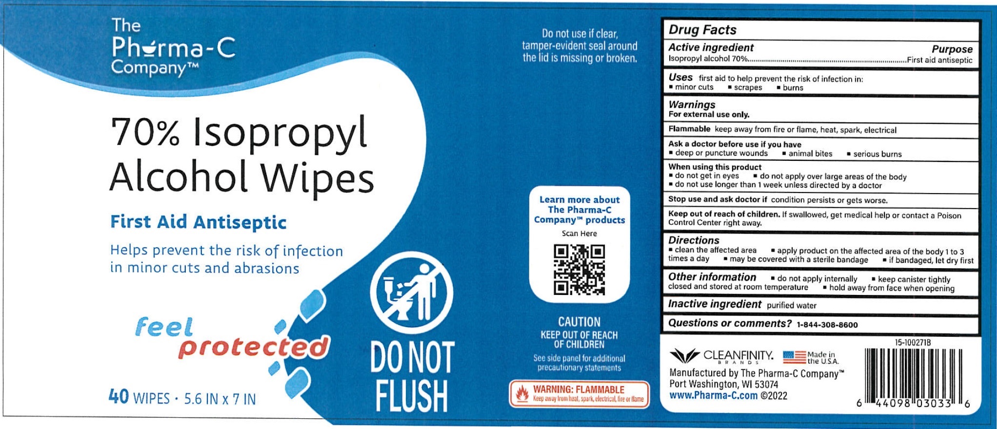 THE PHARMA-C COMPANY 70 ISOPROPYL ALCOHOL WIPES- isopropyl alcohol cloth