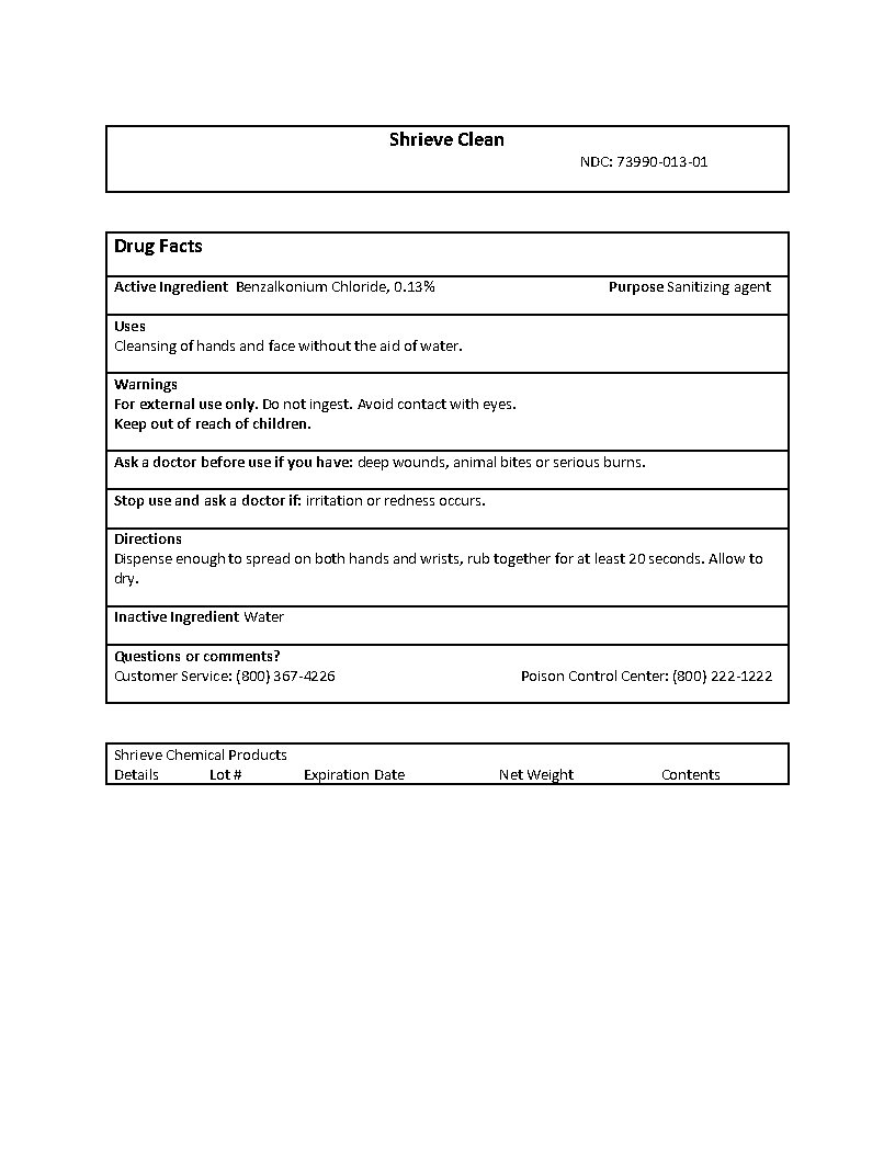 SHRIEVE CLEAN- benzalkonium chloride liquid