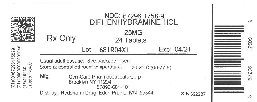 GERI-DRYL ALLERGY RELIEF- diphenhydramine hcl tablet, coated