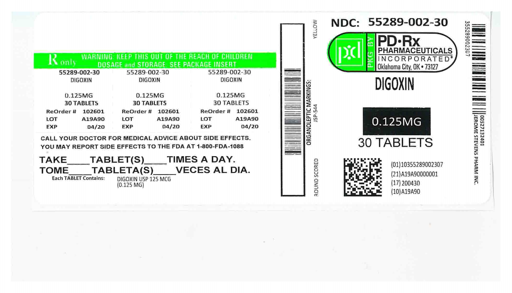 Digoxin by PD-Rx Pharmaceuticals, Inc. DIGOXIN tablet