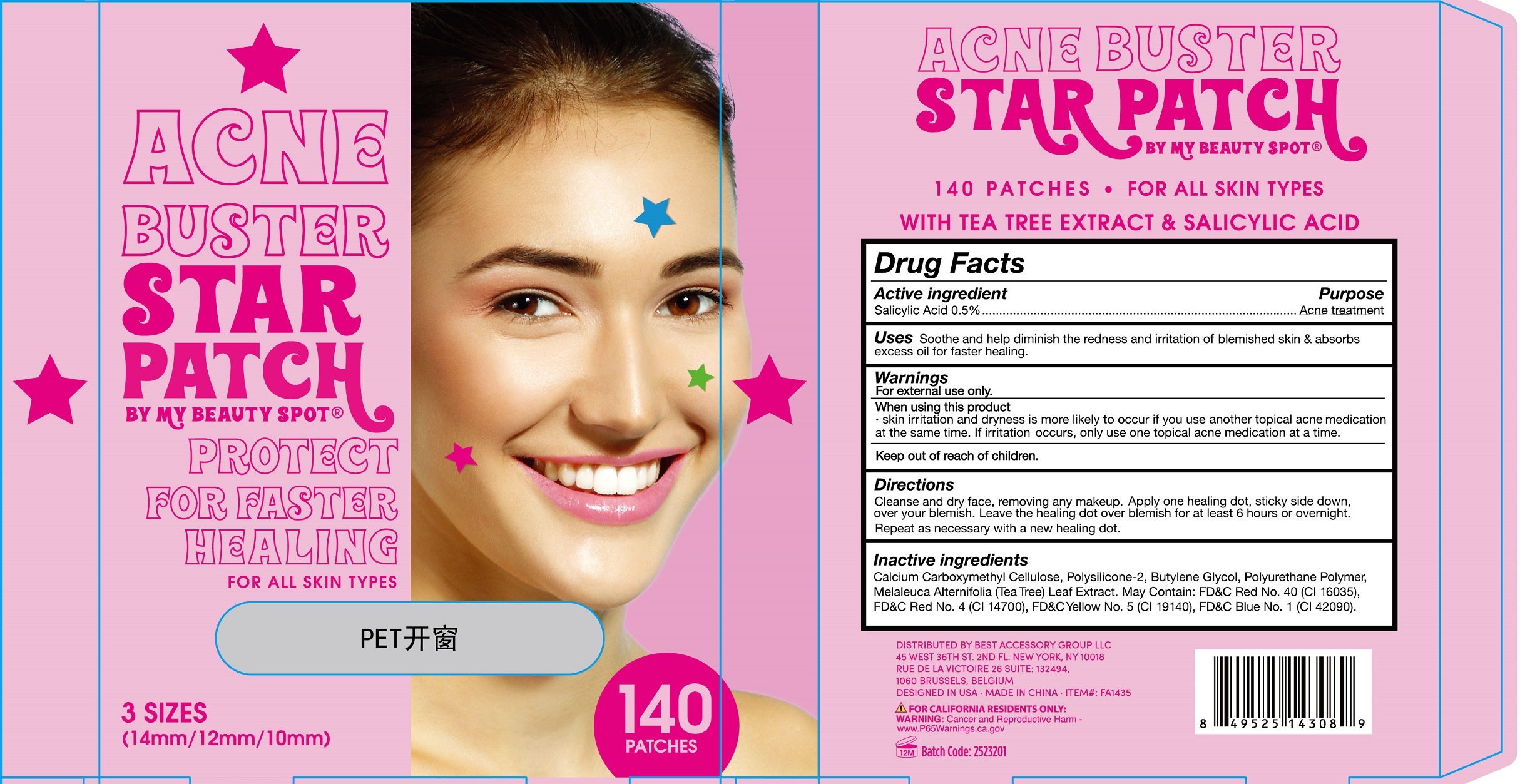 ACNE BUSTER STAR PATCH 140 PATCHES - TEA TREE EXTRACT AND SALICYLIC ACID- salicylic acid patch
